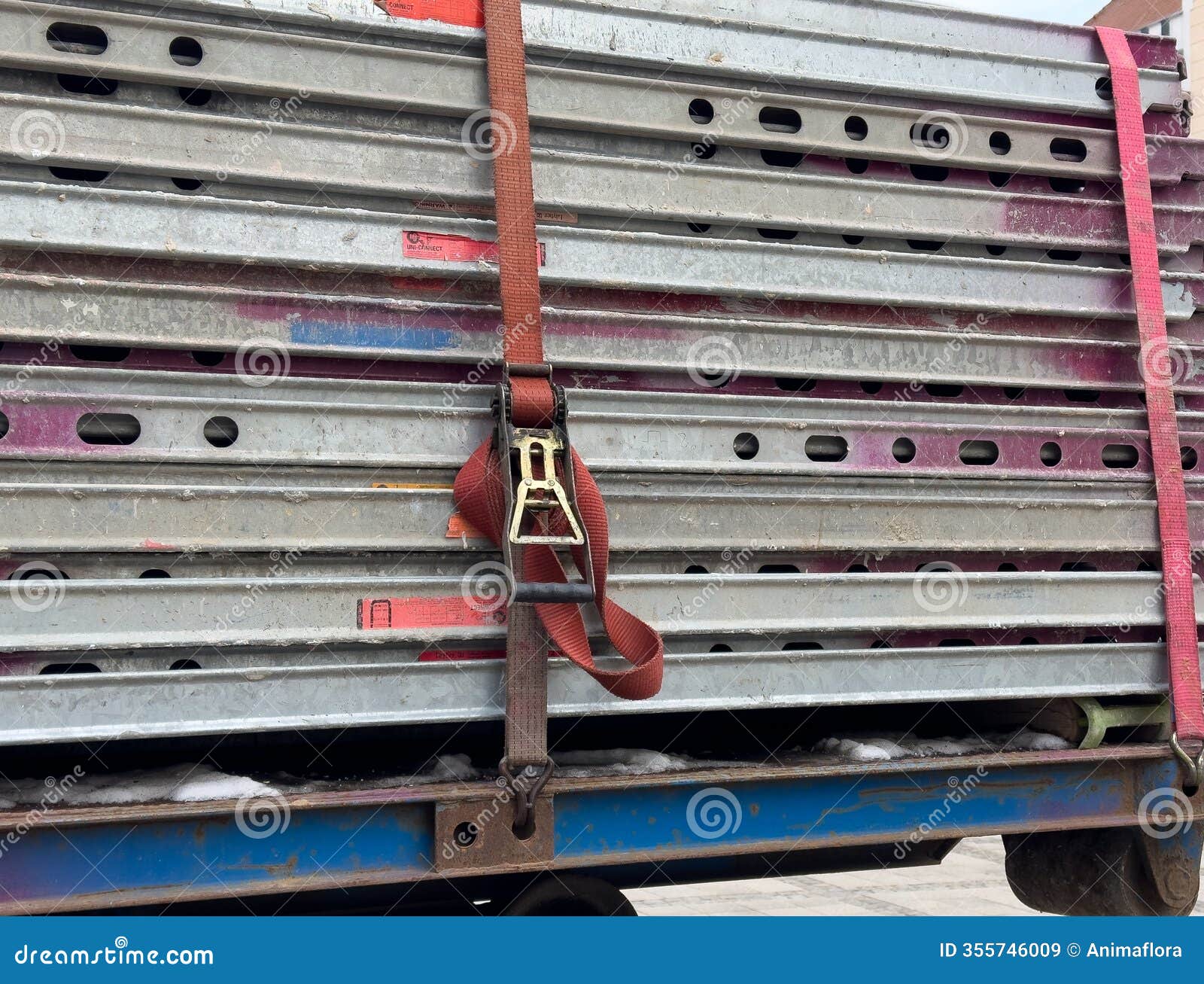 Securing The Load On The Truck With A Tension Strap Royalty-Free Stock ...