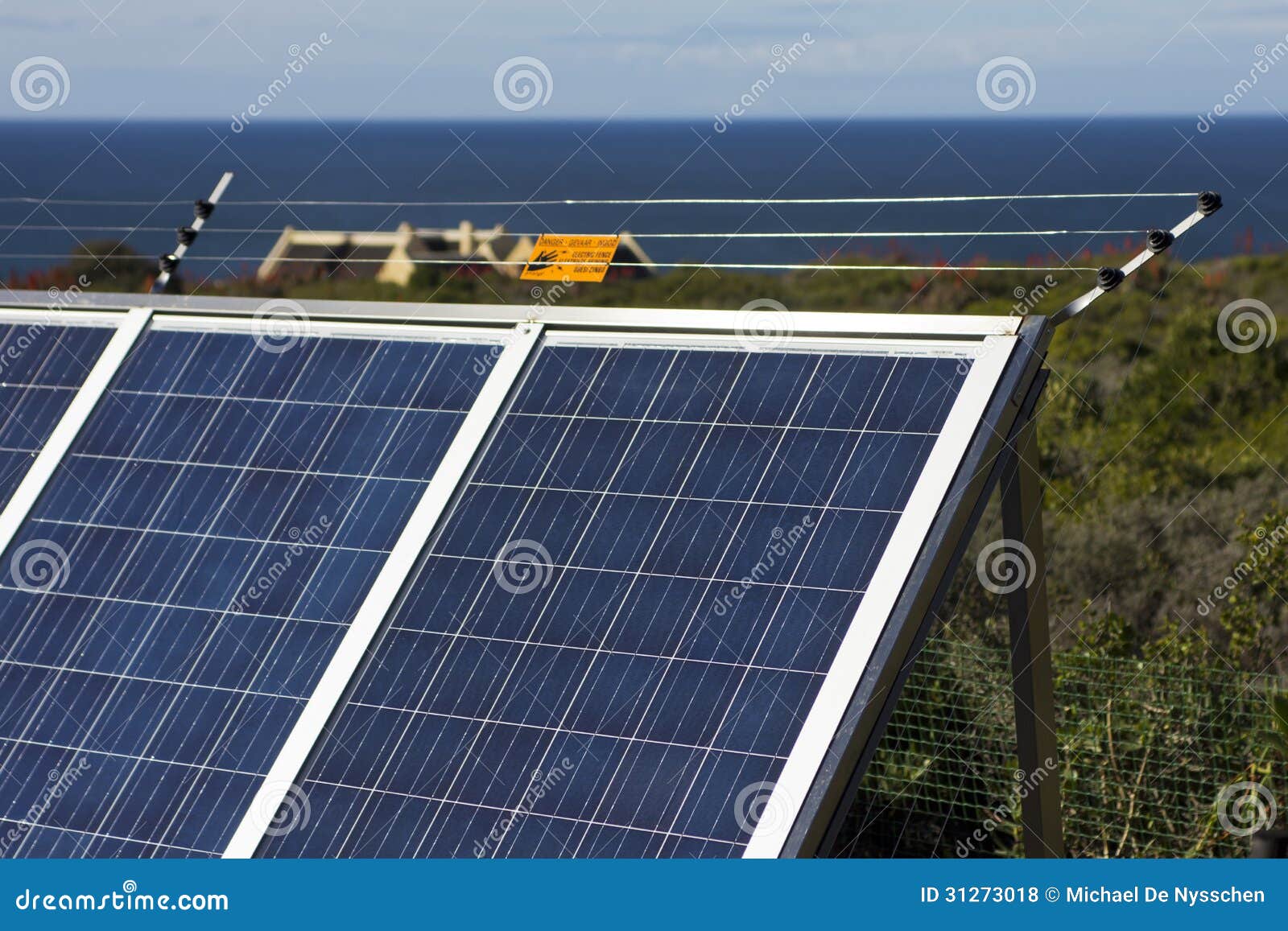 Securing solar panels stock photo. Image of protecting - 31273018