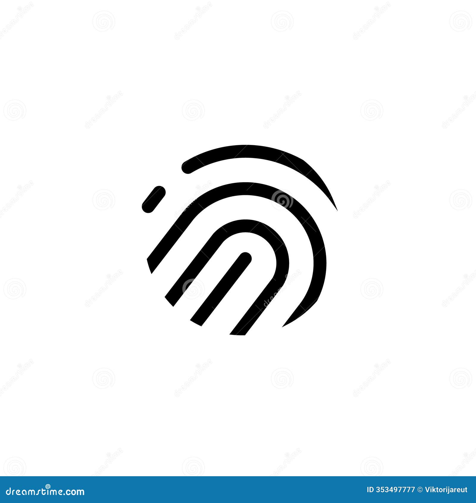 Fingerprint Line Art Icon, Privacy Identity Symbol Cartoon Vector ...
