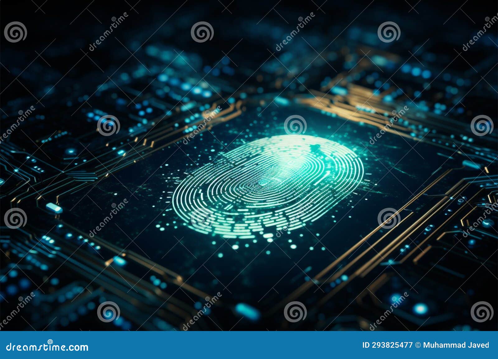 Security Access With Fingerprint Scan And Binary Code On Deep Blue