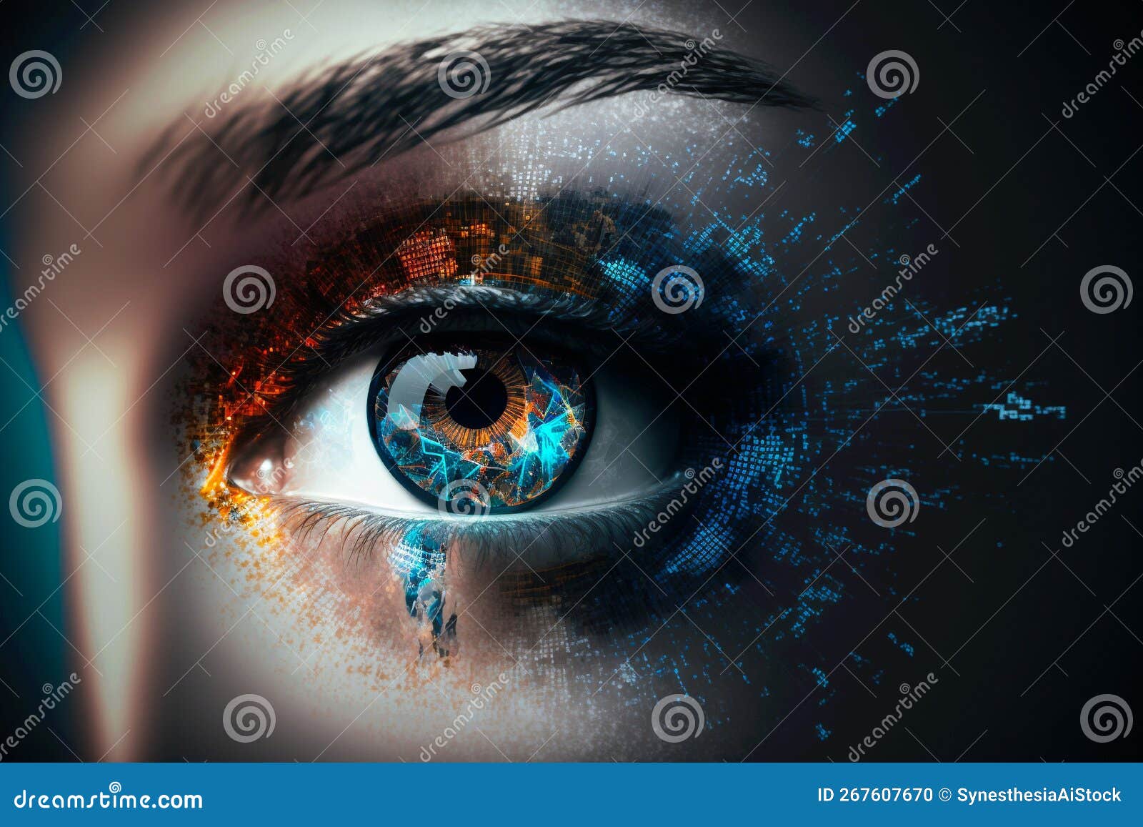 Close Up on Eye Scan Technology. Digital Information Data Eye Sight ...
