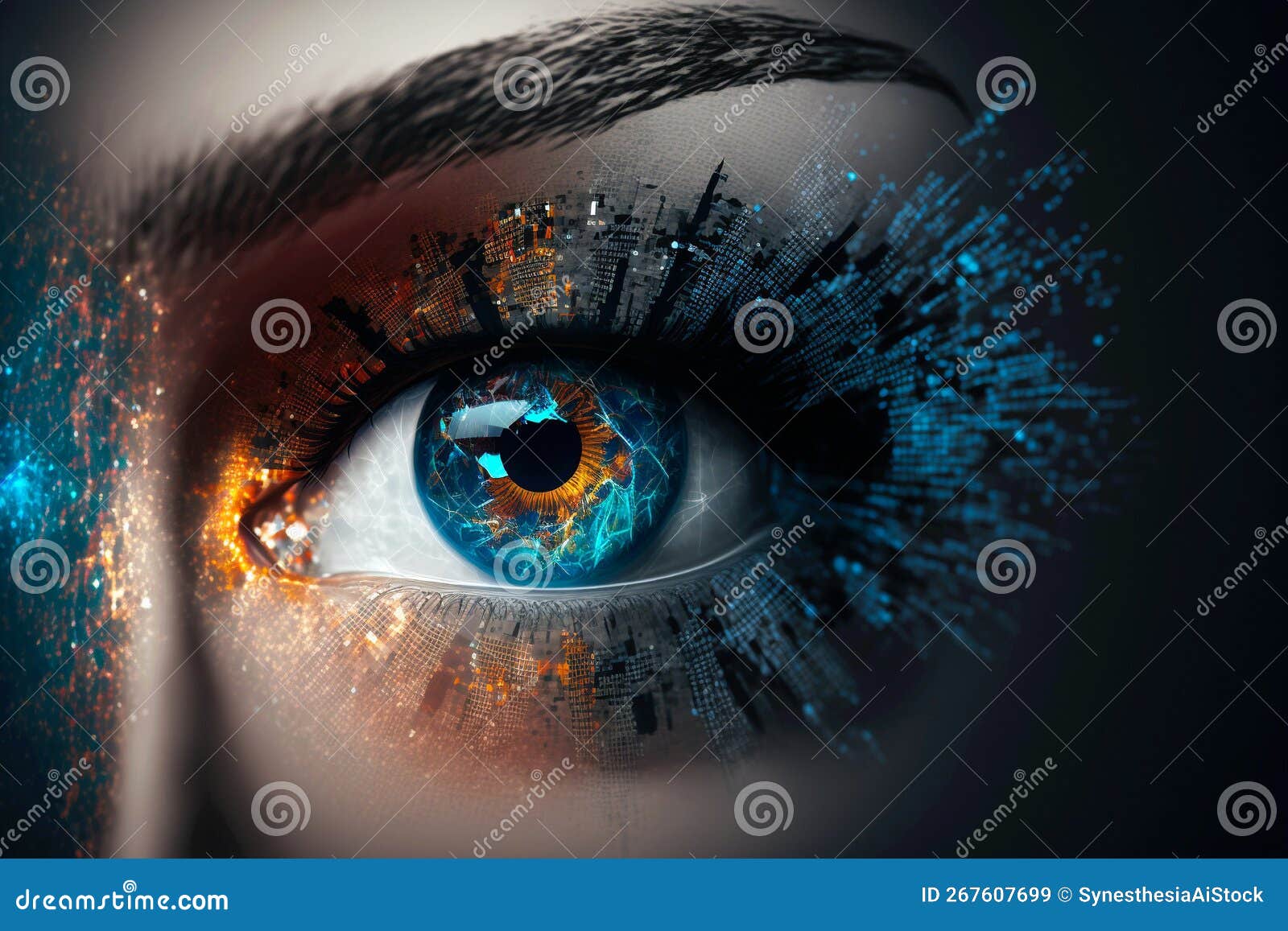 Close Up on Eye Scan Technology. Digital Information Data Eye Sight ...