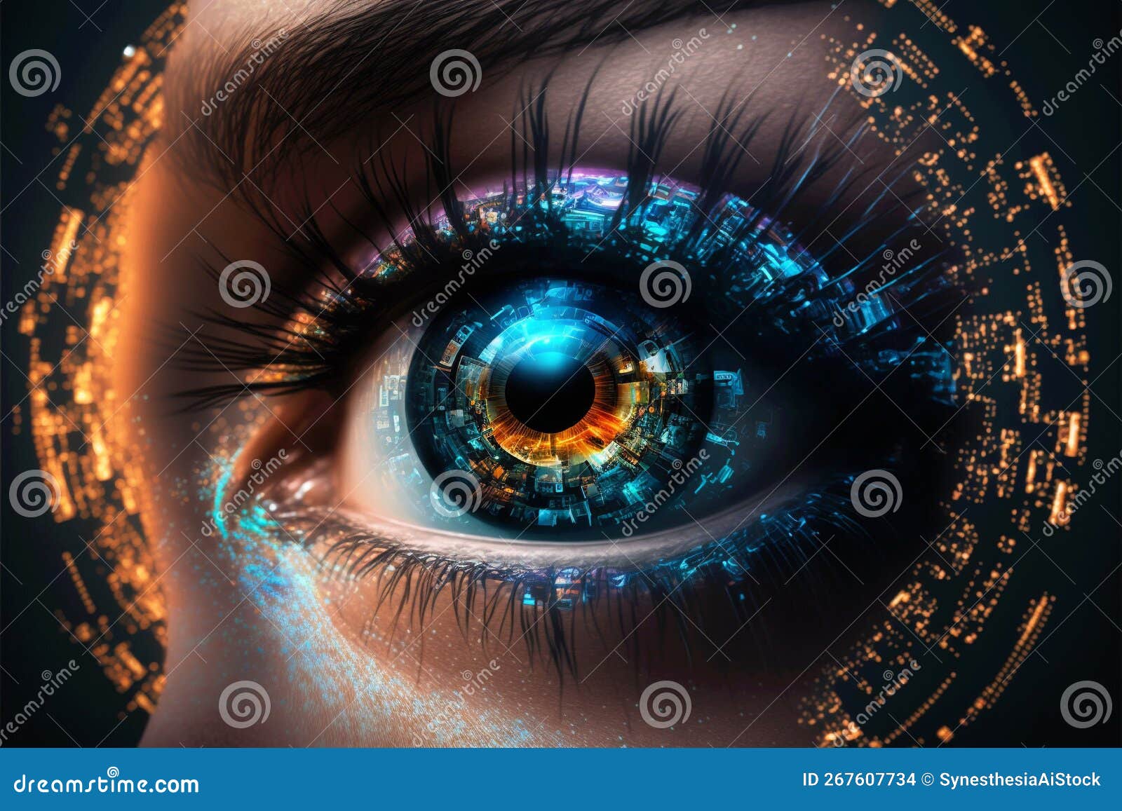 Close Up on Eye Scan Technology. Digital Information Data Eye Sight ...