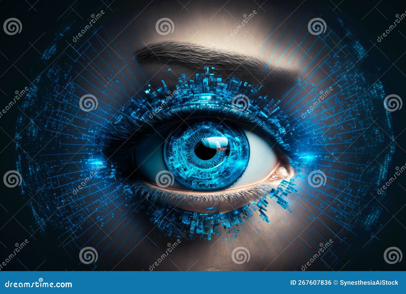 Close Up on Eye Scan Technology. Digital Information Data Eye Sight ...