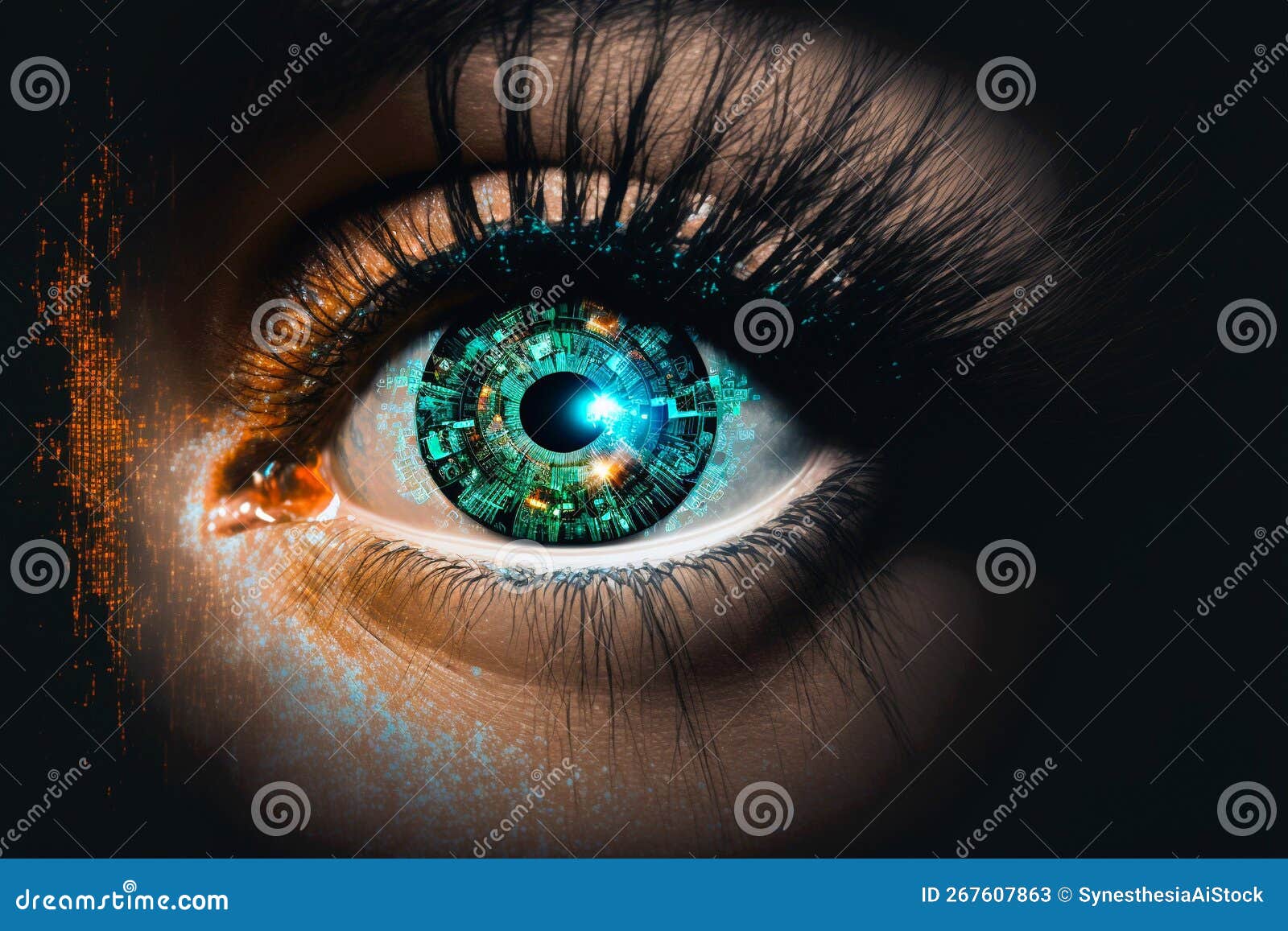Close Up on Eye Scan Technology. Digital Information Data Eye Sight ...