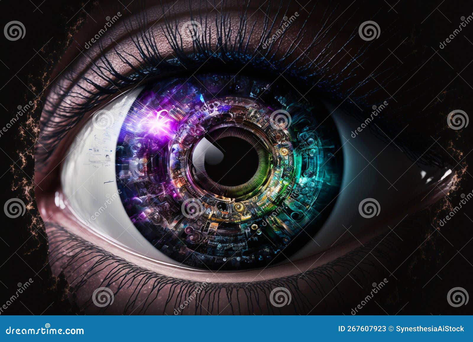 Close Up on Eye Scan Technology. Digital Information Data Eye Sight ...