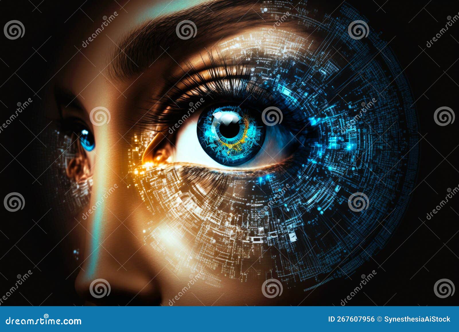 Close Up on Eye Scan Technology. Digital Information Data Eye Sight ...
