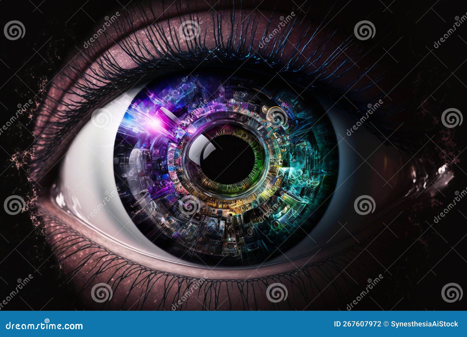 Close Up on Eye Scan Technology. Digital Information Data Eye Sight ...
