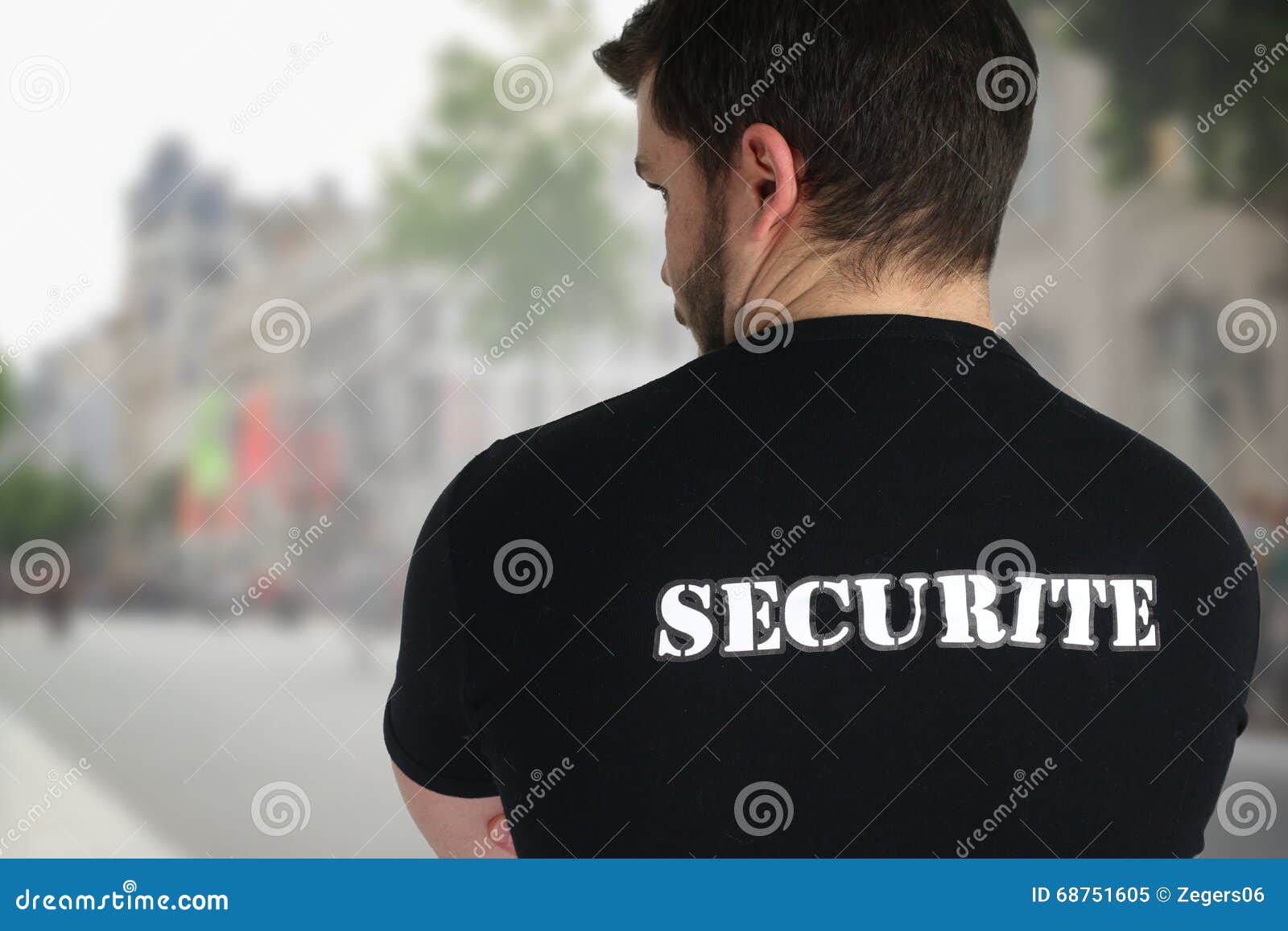 Security Agent Posing Back in a Street Stock Image - Image of ...