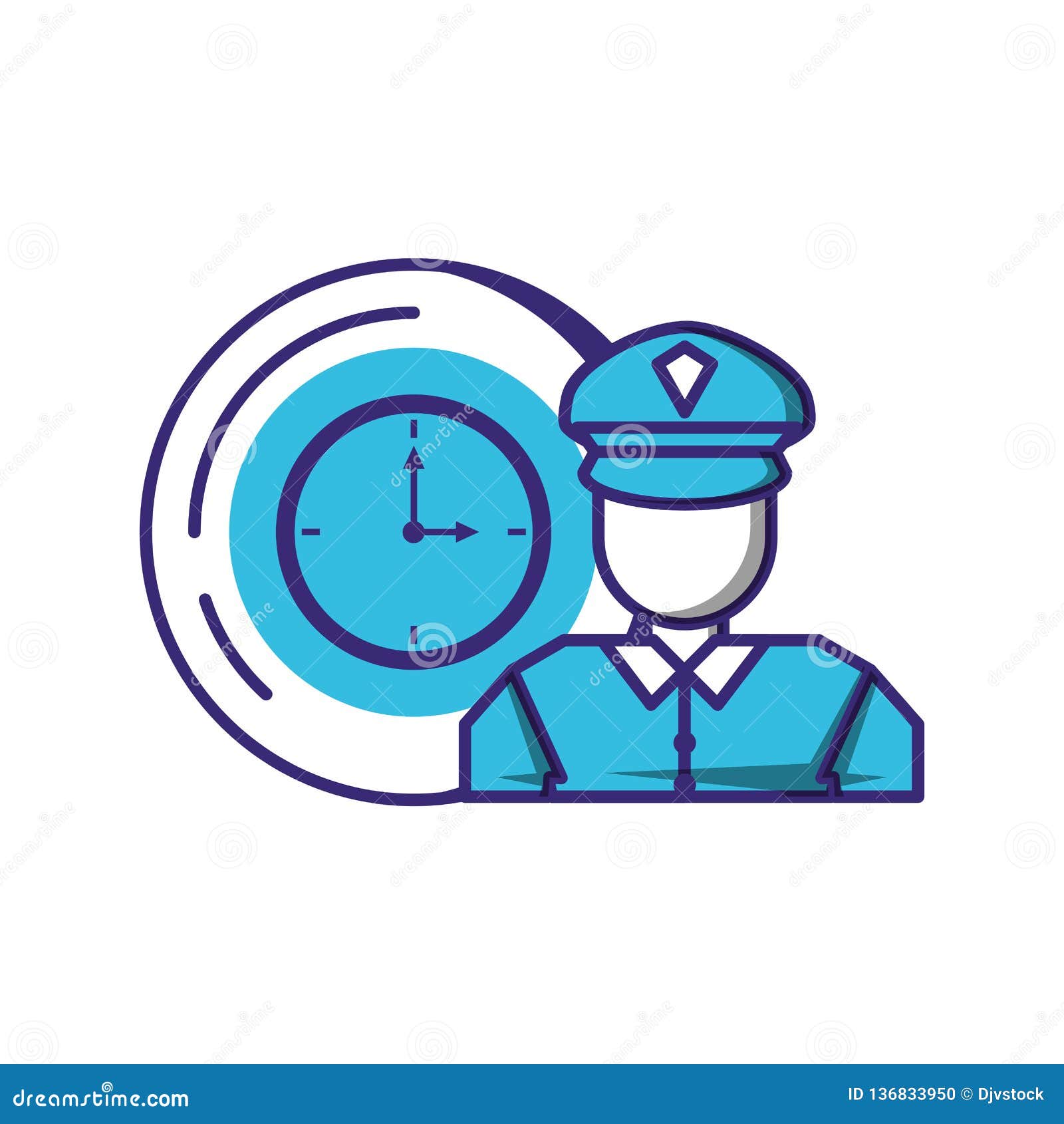 Security Agent with Time Clock Stock Vector - Illustration of military ...