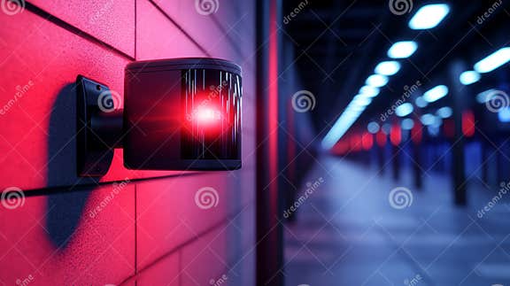Security Alarm with Red Light, White Isolate Background Stock ...