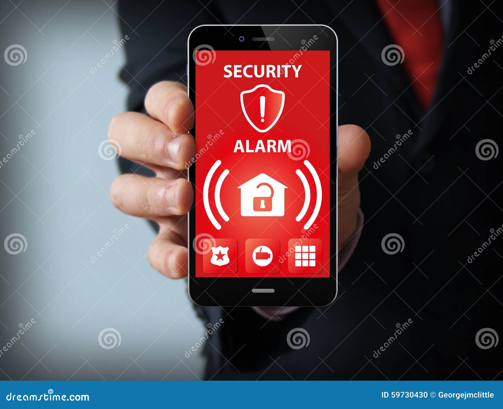 Security Alarm on a Smartphone Stock Photo - Image of security, screen ...