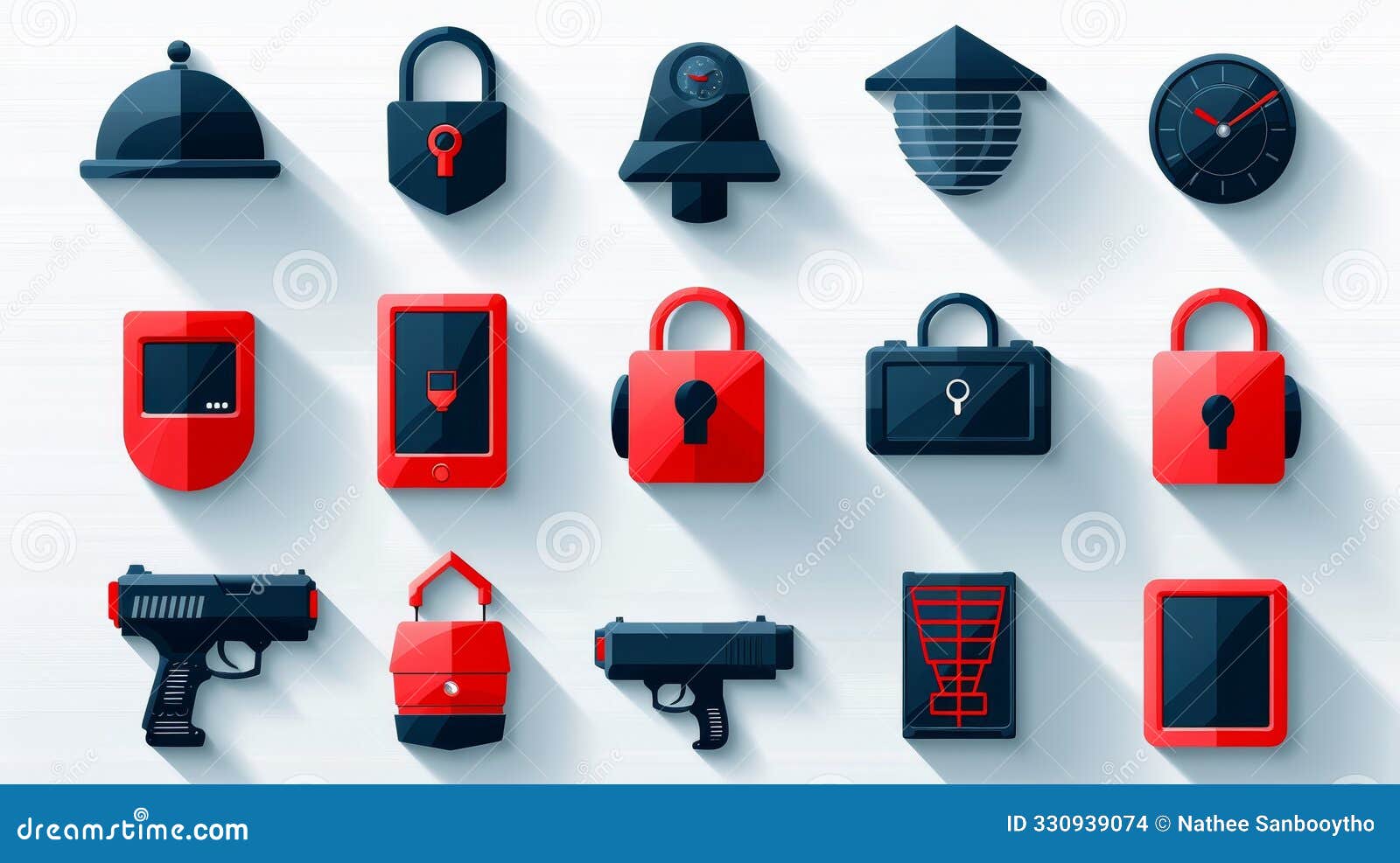 Security and Alarm System Icons Collection Stock Illustration ...