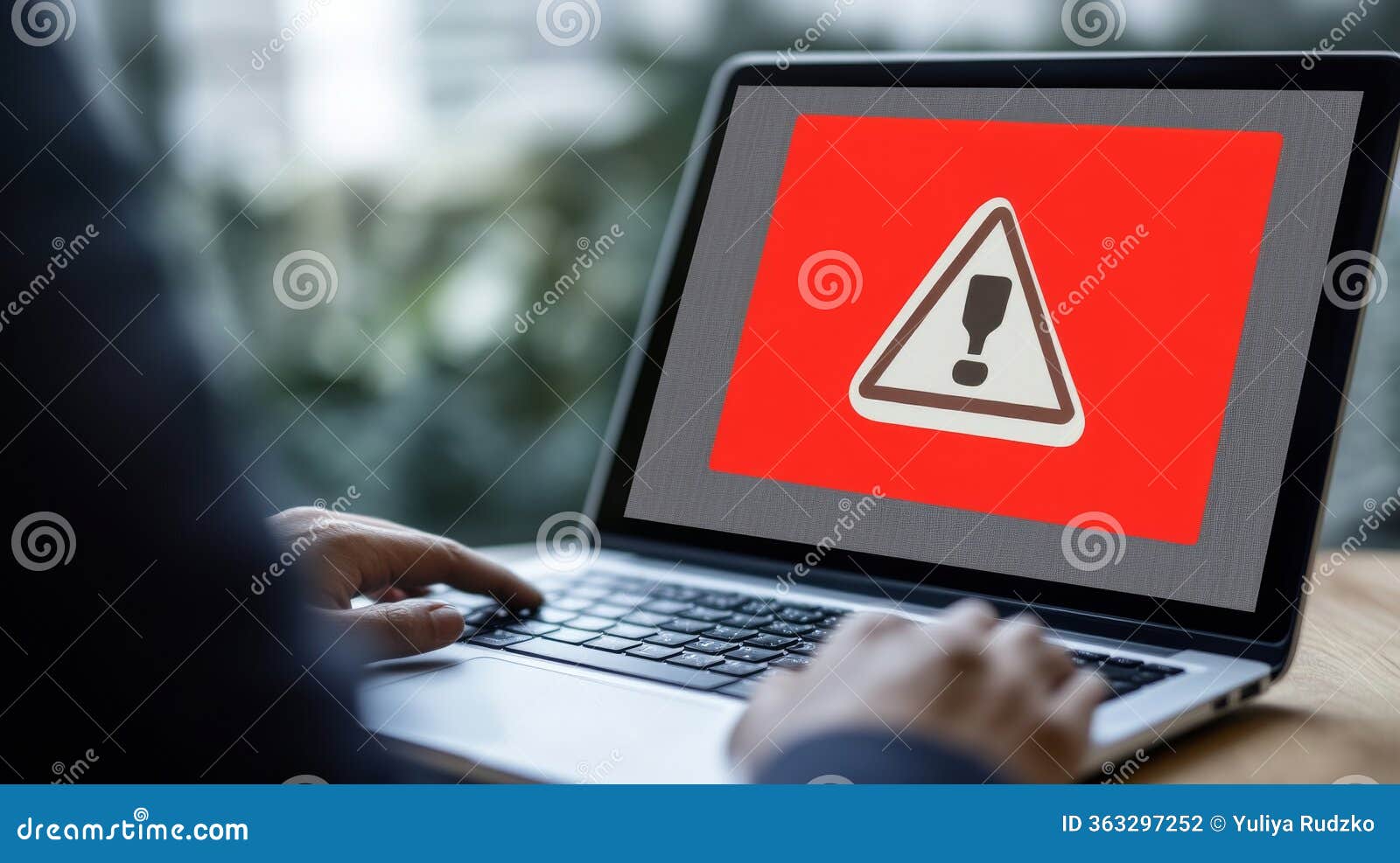 Security Alert: Laptop Screen Shows System Warning Stock Photo - Image ...