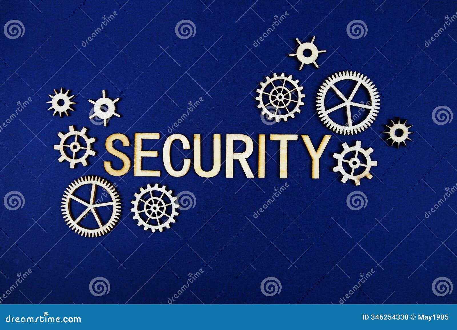Security Alphabet Letters with Gears Element on Navy Blue Background ...