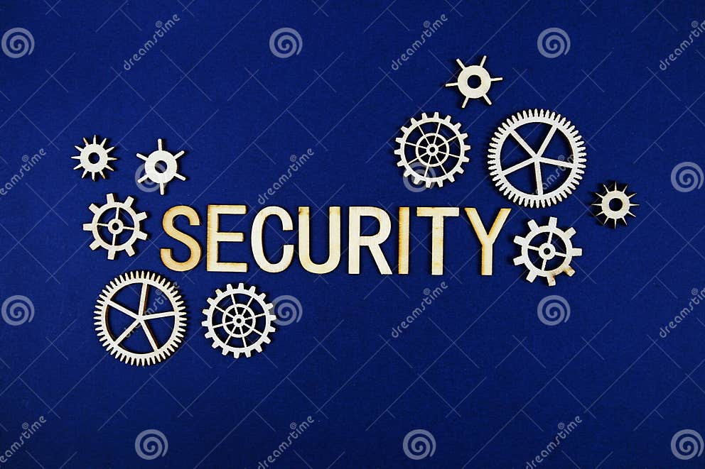 Security Alphabet Letters with Gears Element on Navy Blue Background ...