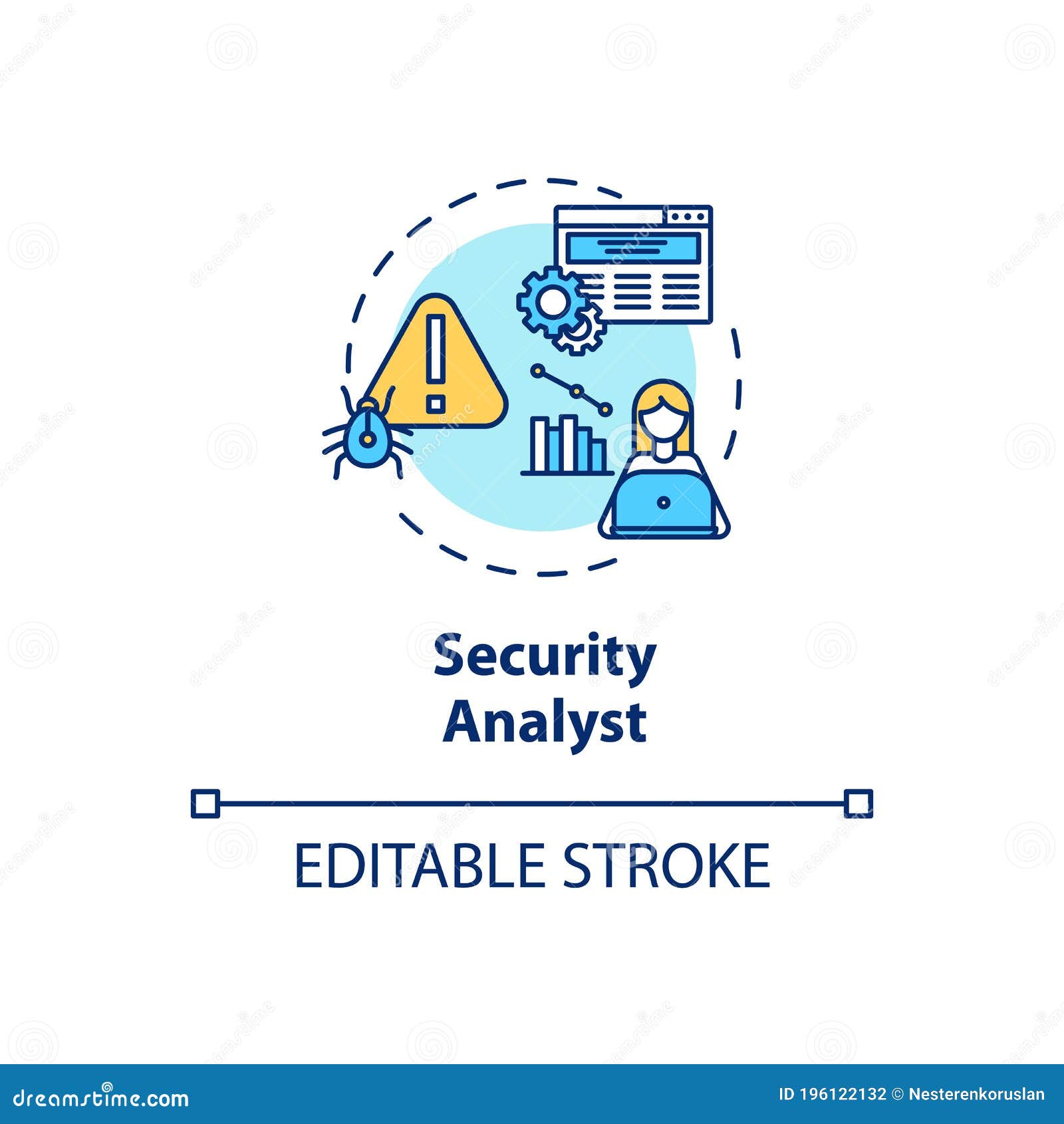 Security Analyst Concept Icon Stock Vector - Illustration of computer ...
