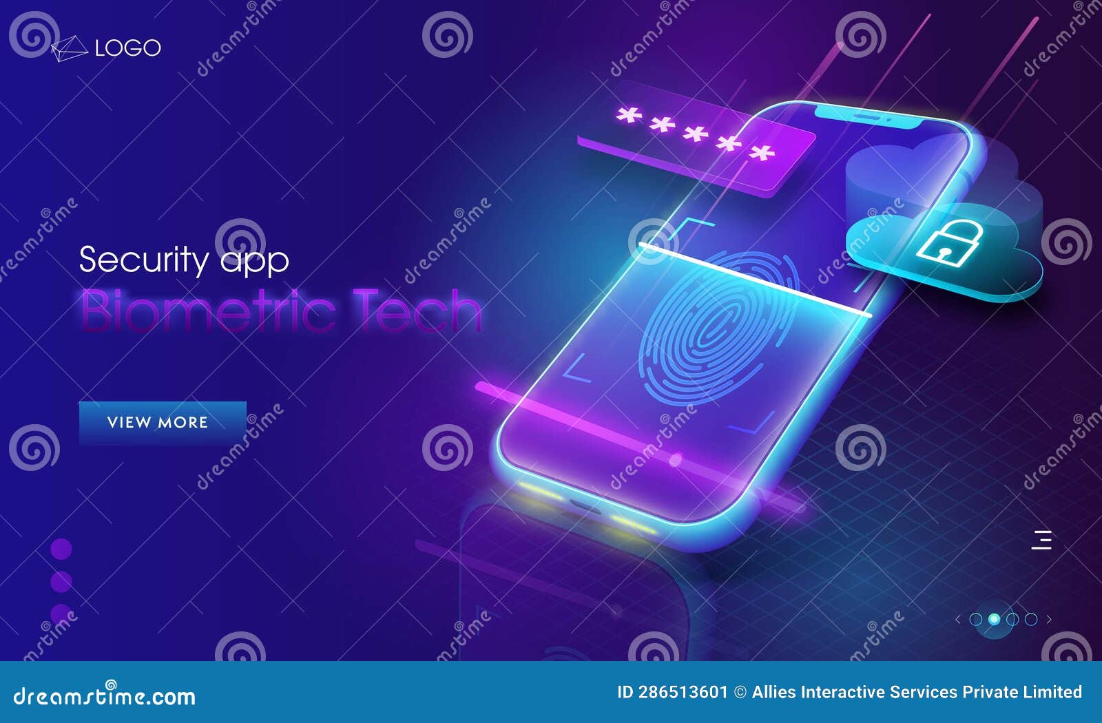 Security App Biometric Technology Landing Page Design Stock Image ...