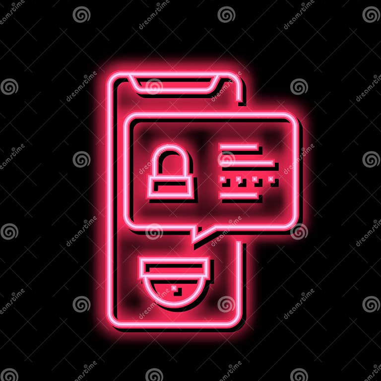 Security Application Message Neon Glow Icon Illustration Stock Vector ...