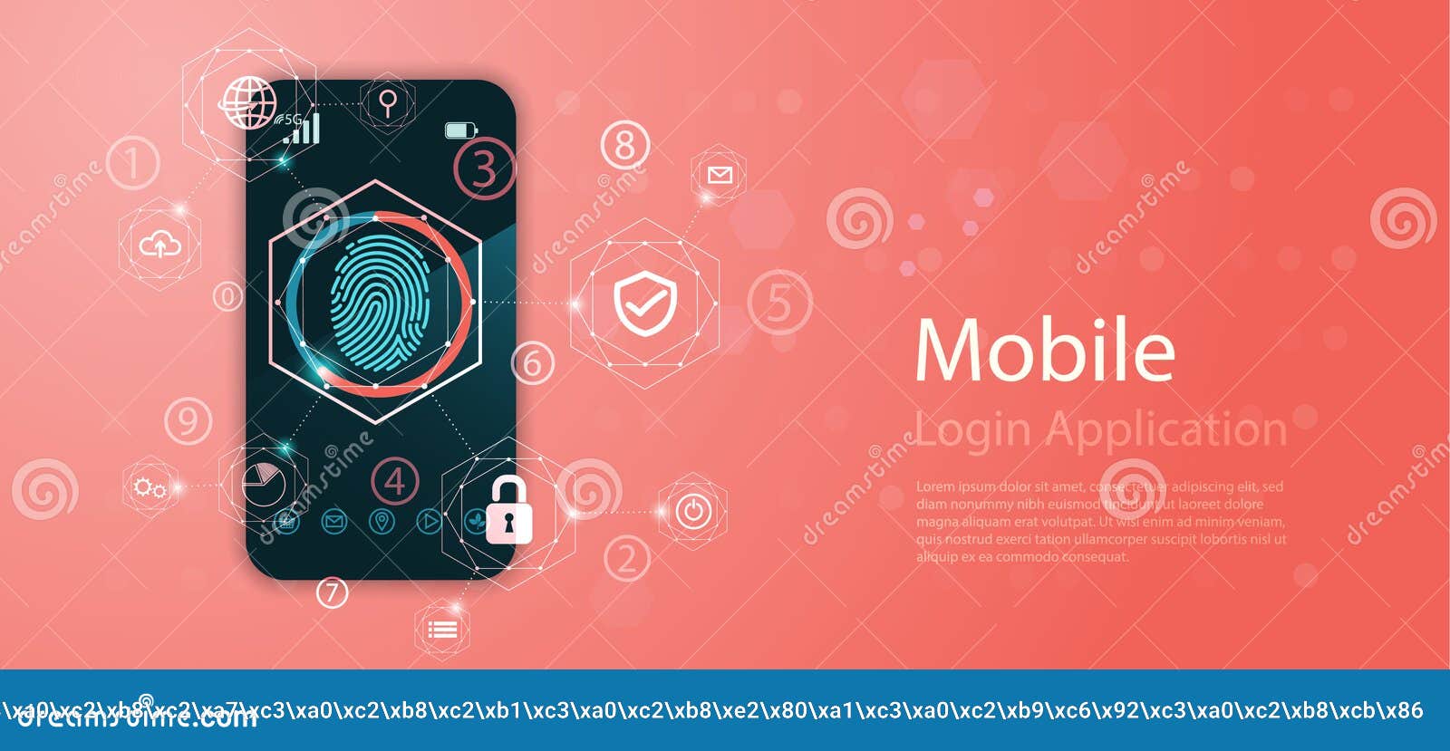 Security Background with Lock. Finger-print Scanning.Abstract Digital ...