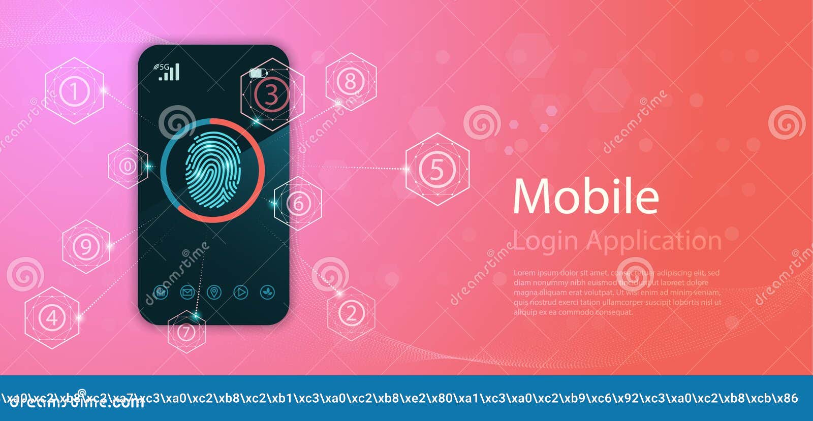 Security Background with Lock. Finger-print Scanning.Abstract Digital ...