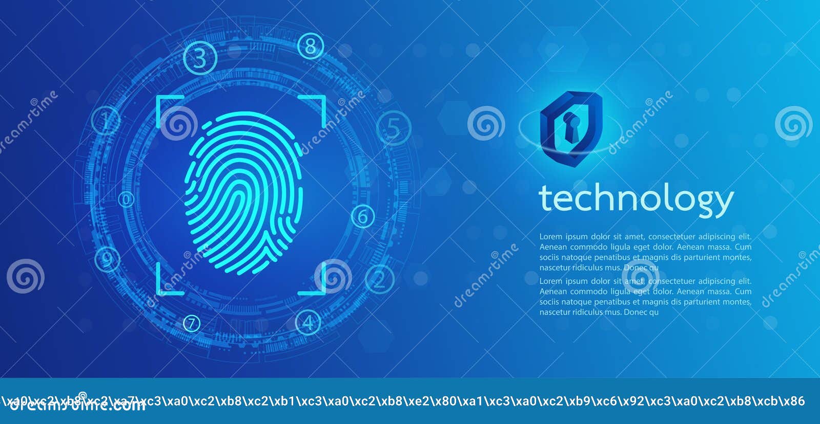 Security Background with Lock. Finger-print Scanning.Abstract Digital ...