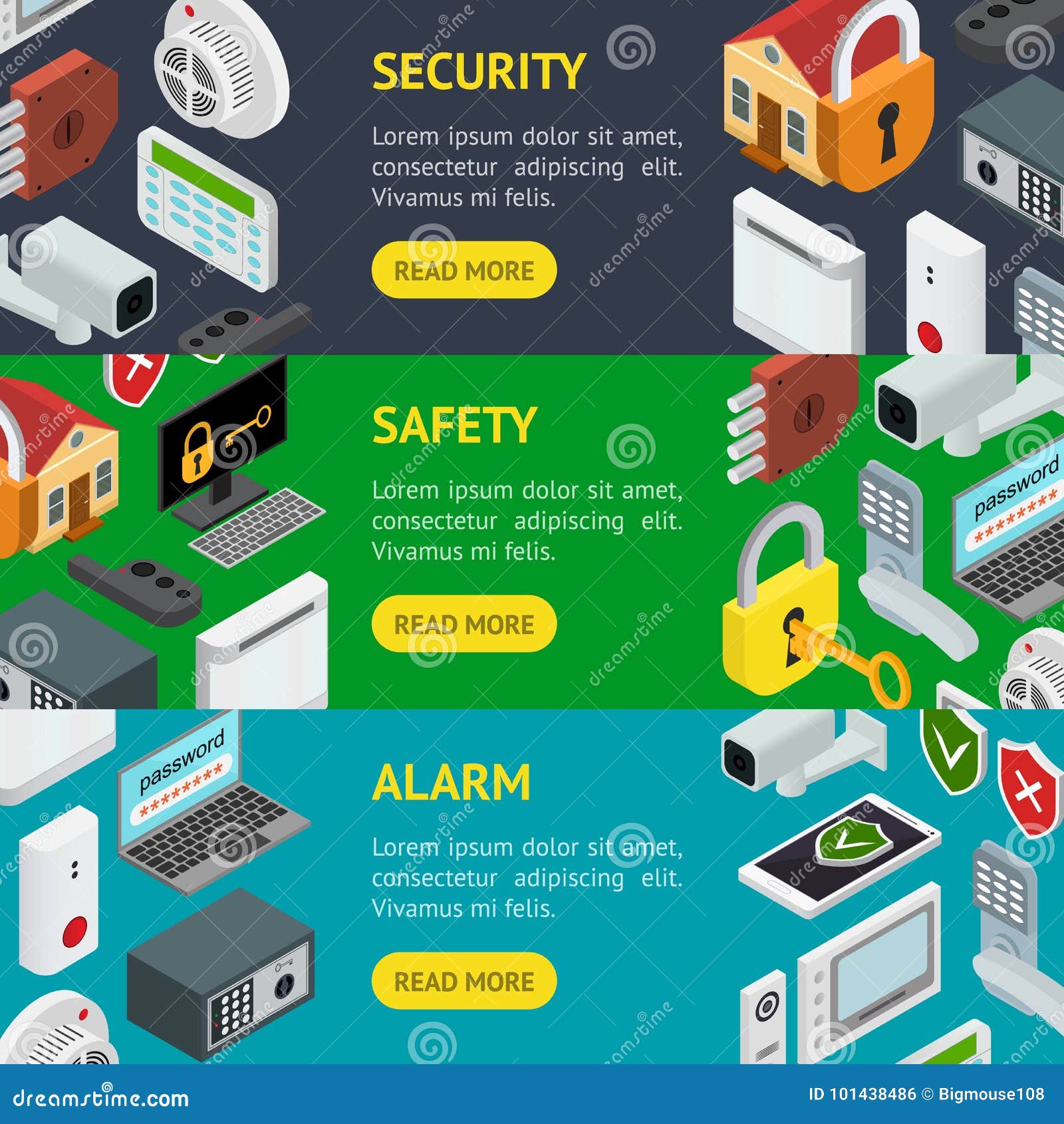 Security Banner Horizontal Set . Vector Stock Vector - Illustration of ...