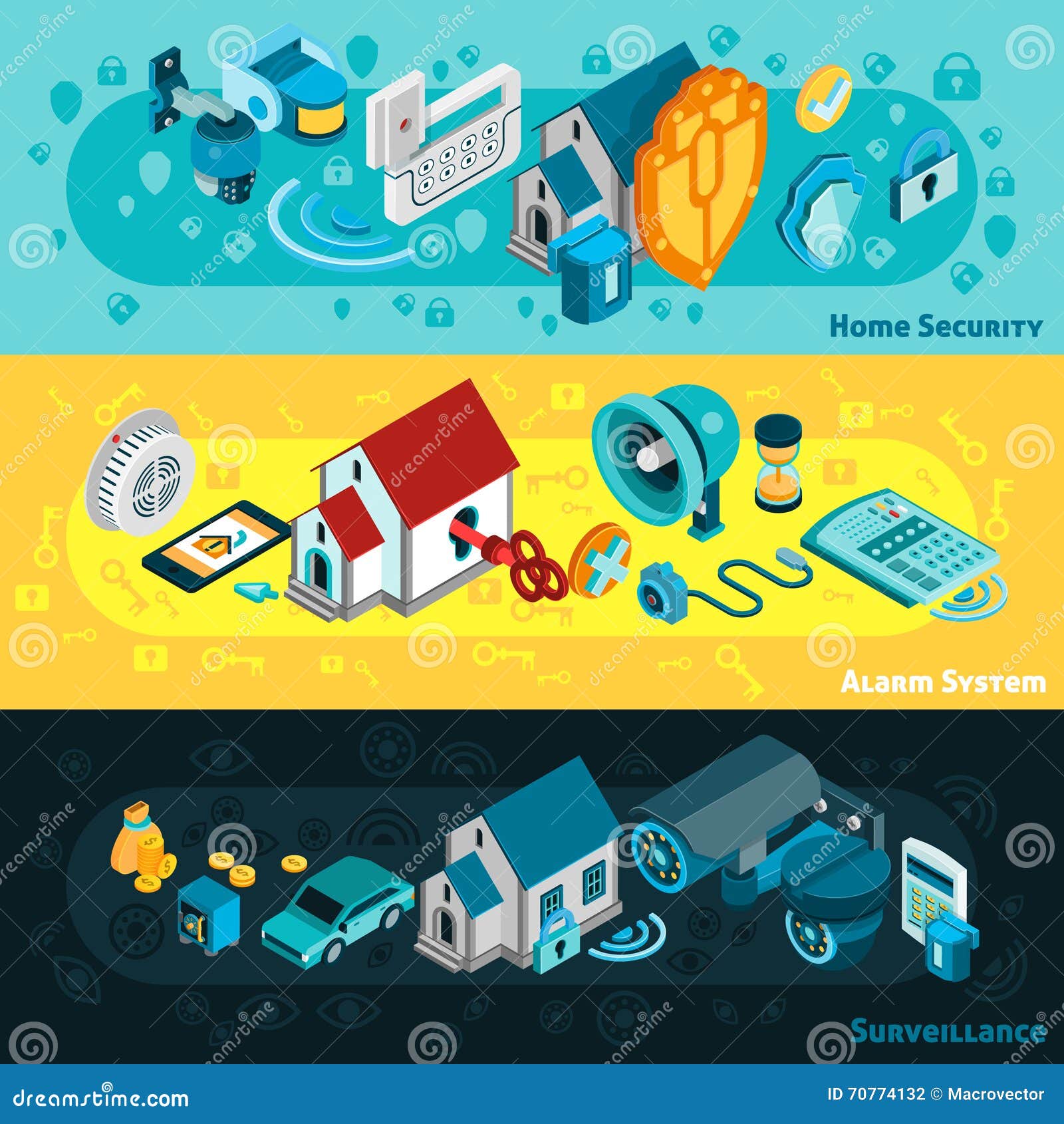 Security Banners Set stock vector. Illustration of locks - 70774132