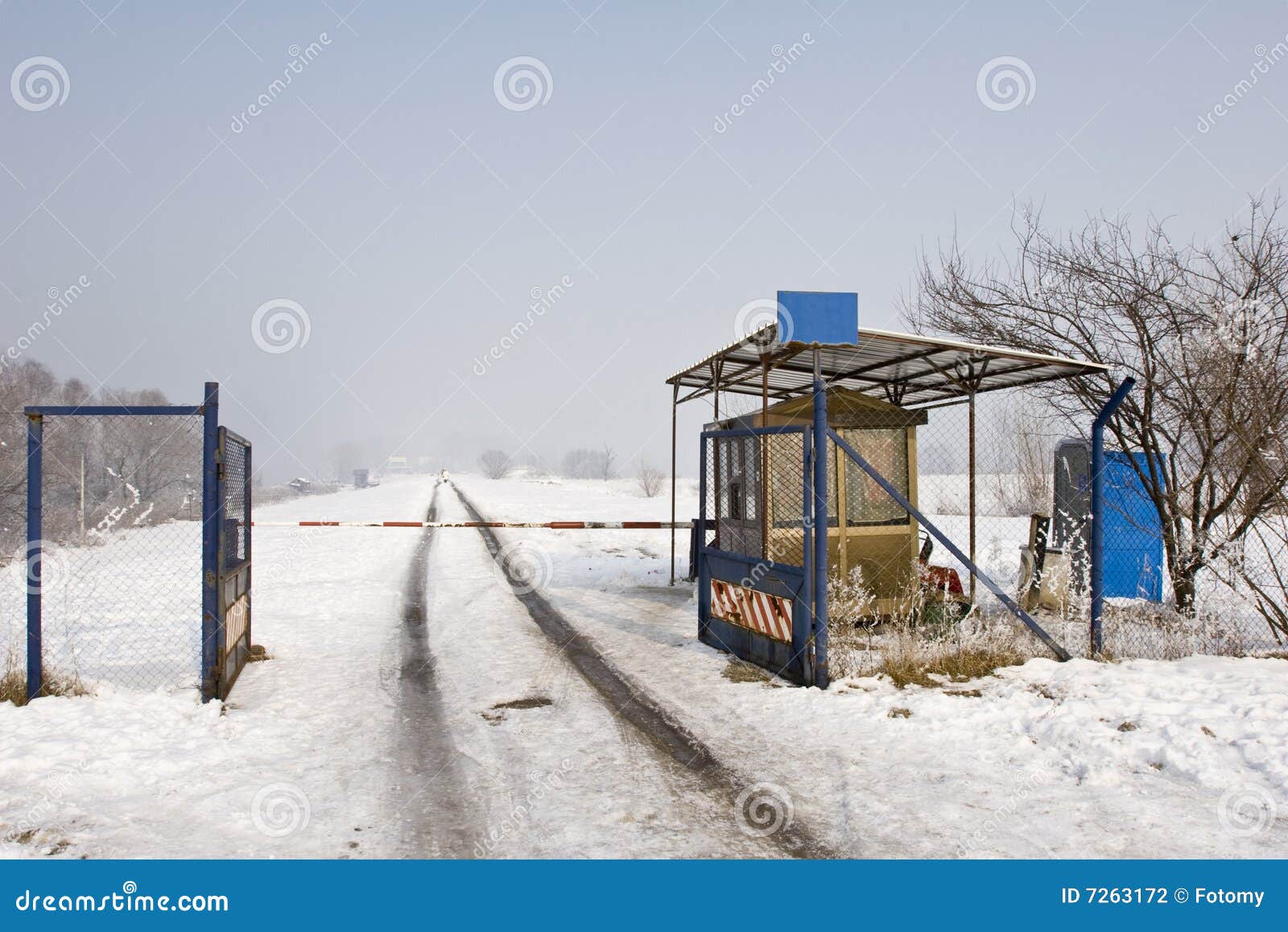 Security barrier in winter stock photo. Image of freeze - 7263172