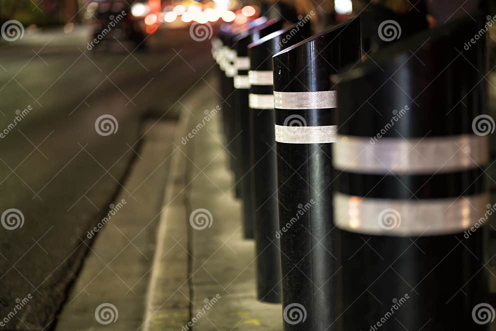 Security Barriers on the Sidewalk Stock Image - Image of protection ...