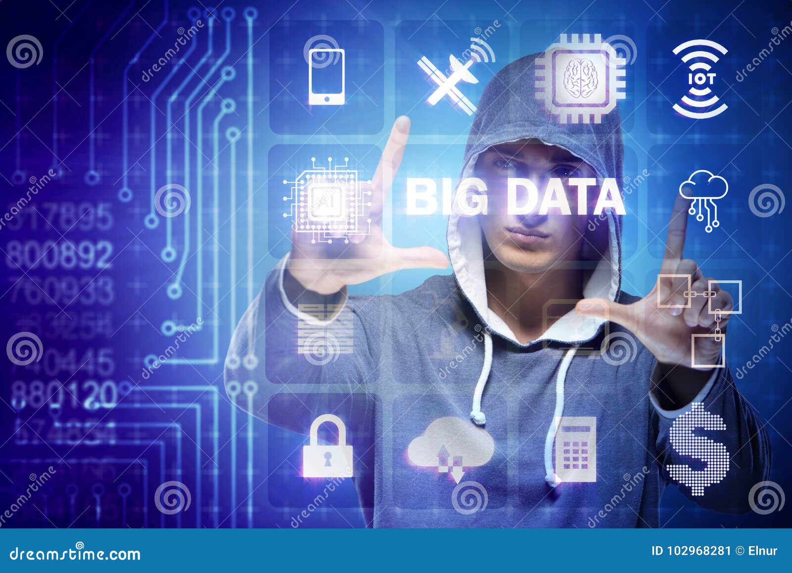 The Security of Big Data Concept with Hacker Stock Image - Image of ...