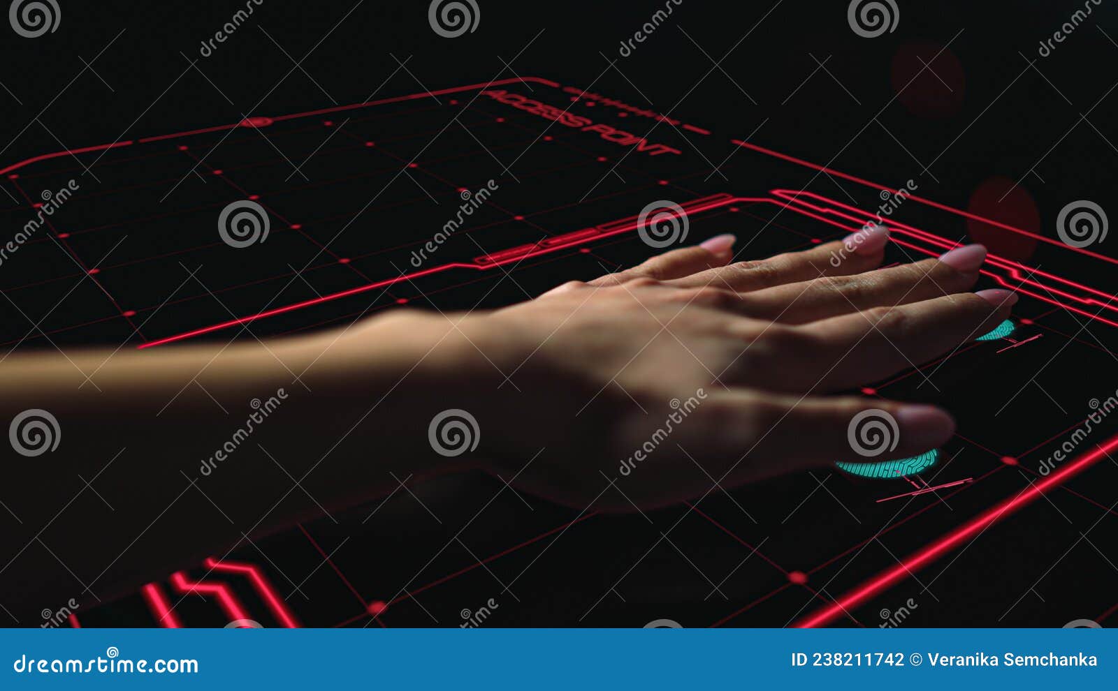 Security Biometrical Scanner Denying Hacker Access Verifying Person ...