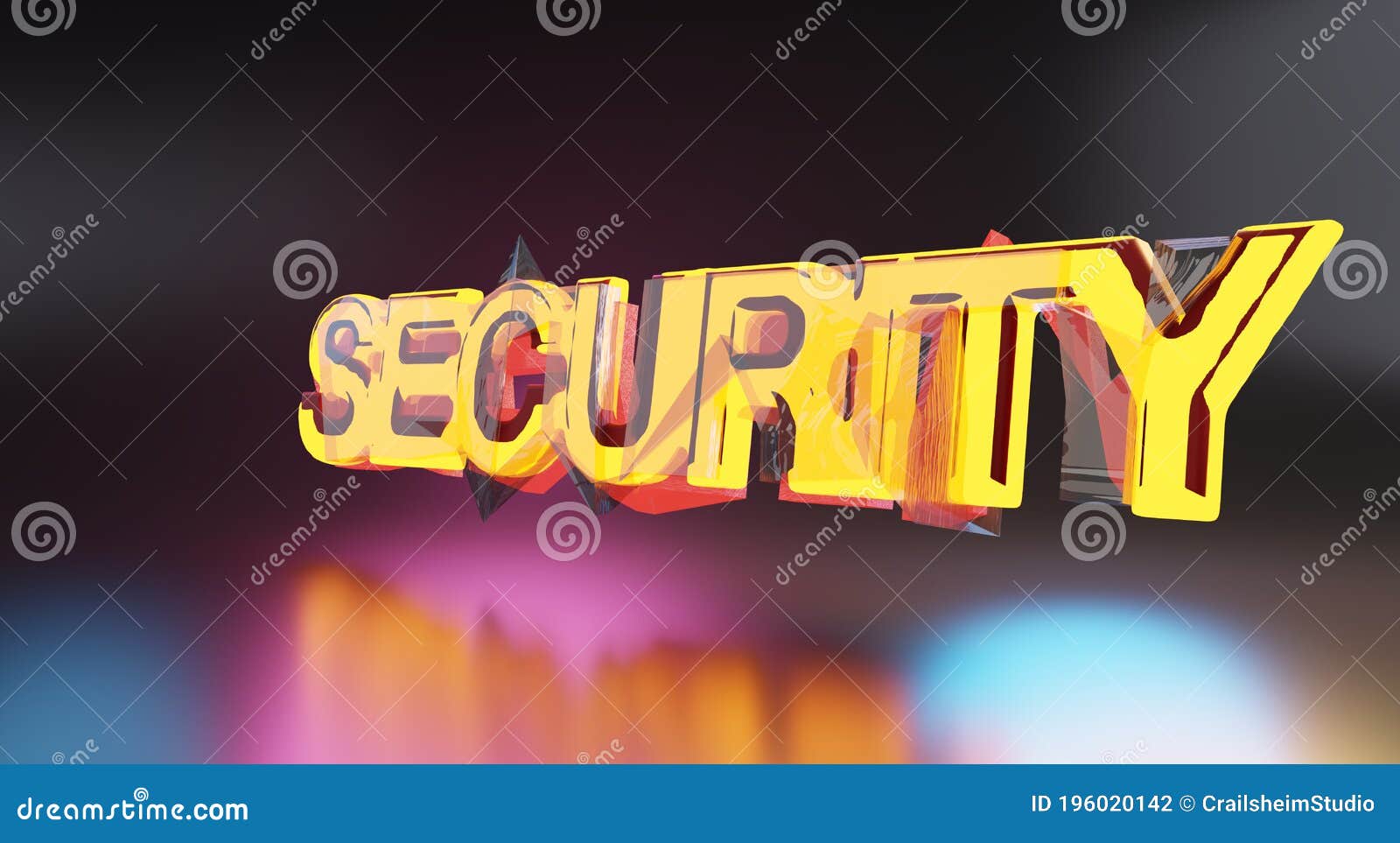 Security Bold Light Text And Golden Tick Check Symbol 3d-illustration ...