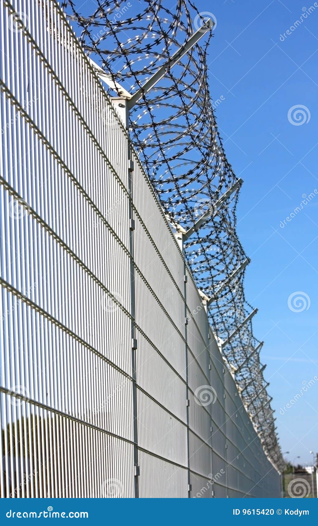 Security Boundary Barbed Fence Stock Photo - Image of cross, grey: 9615420