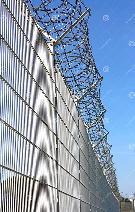 Security Boundary Barbed Fence Stock Photo - Image of cross, grey: 9615420