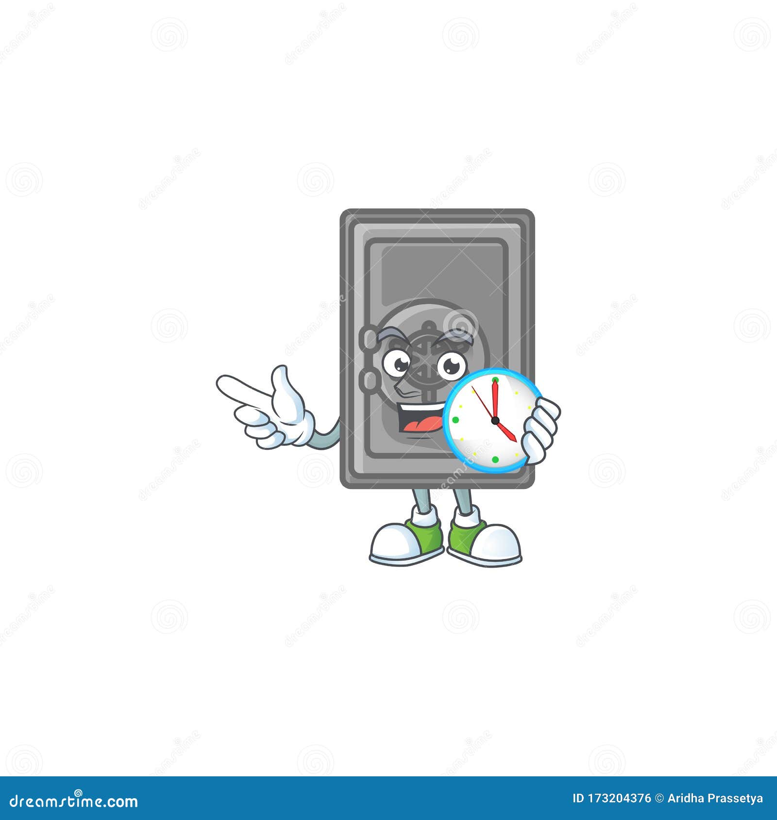 Security Box Closed Cartoon Character Style with a Clock Stock Vector ...