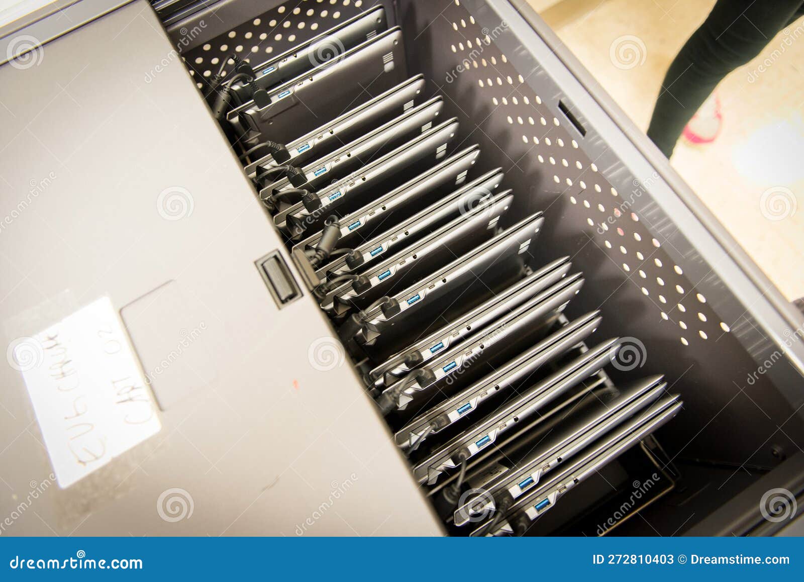 Security Box Filled with Tablet Computers at Elementary School Stock ...