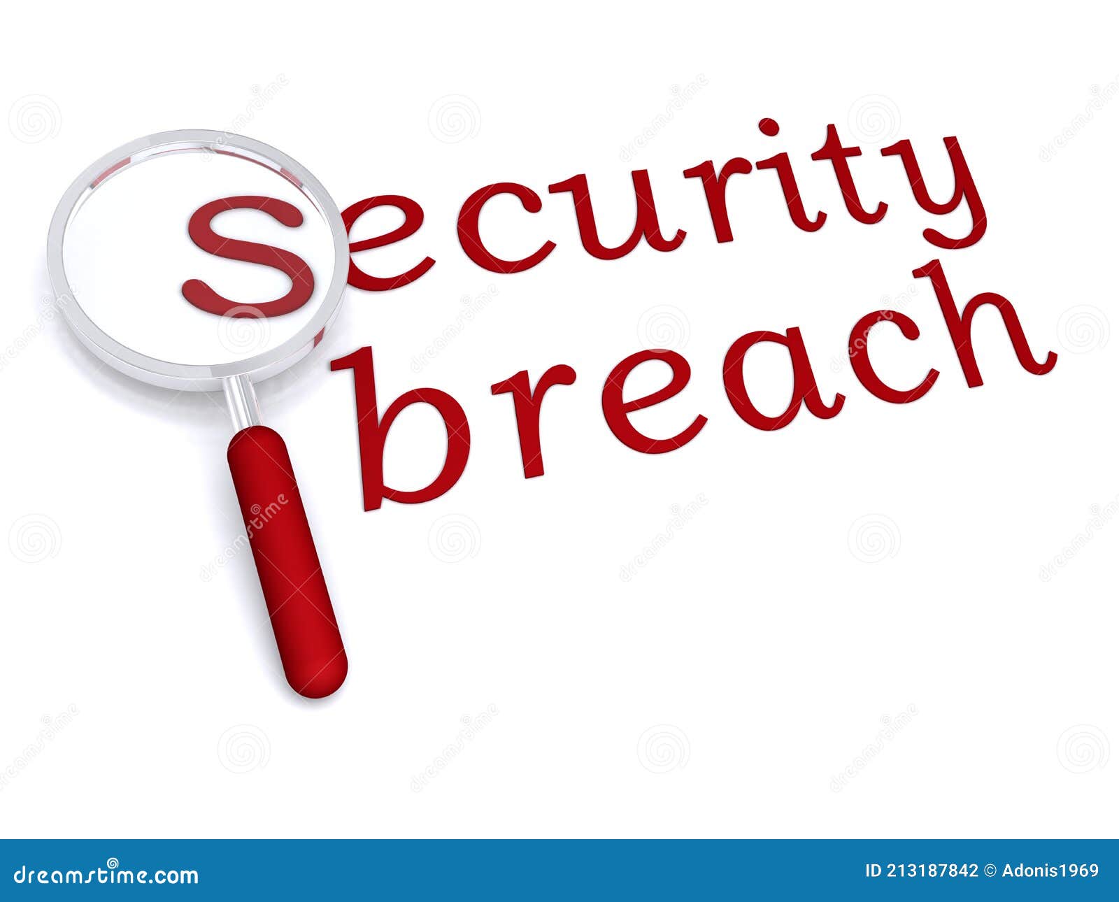 Security Breach with Magnifying Glass Stock Illustration - Illustration ...