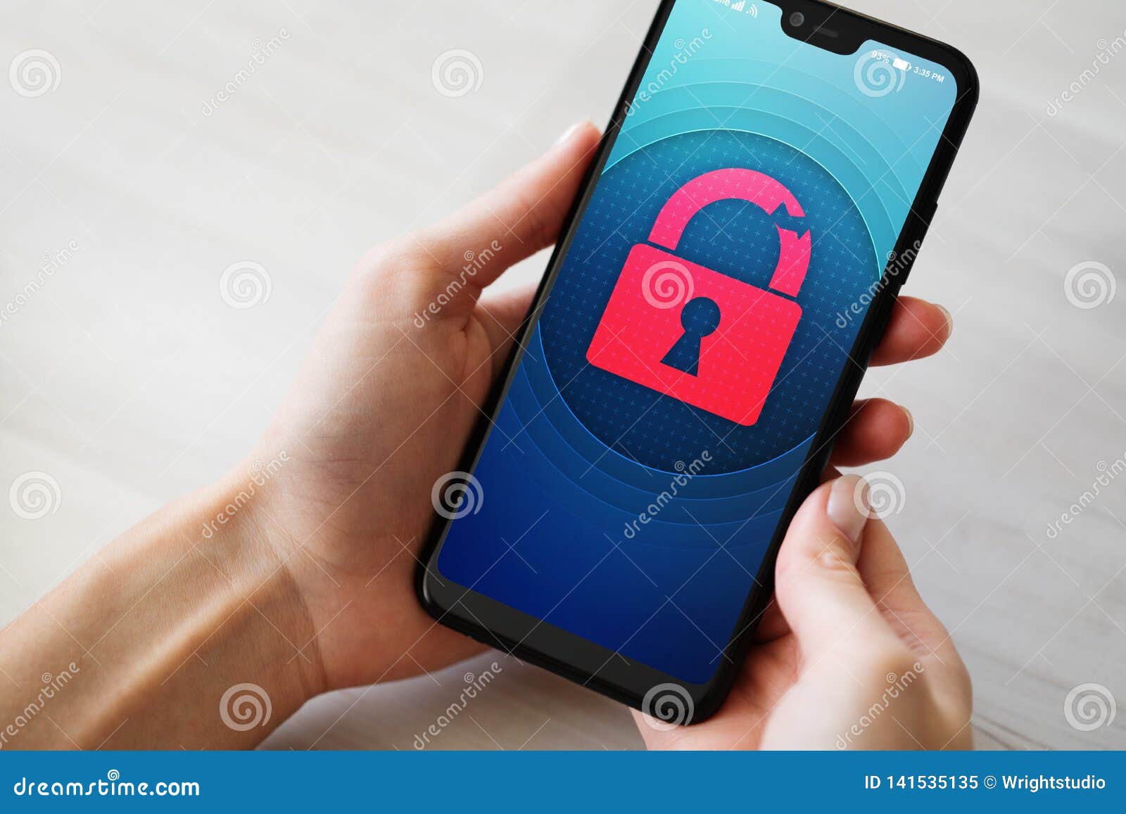 Security Breach Unlock Padlock Icon on Mobile Phone Screen. Cyber ... Security Breach Unlock Padlock Icon on Mobile Phone Screen. Cyber ...