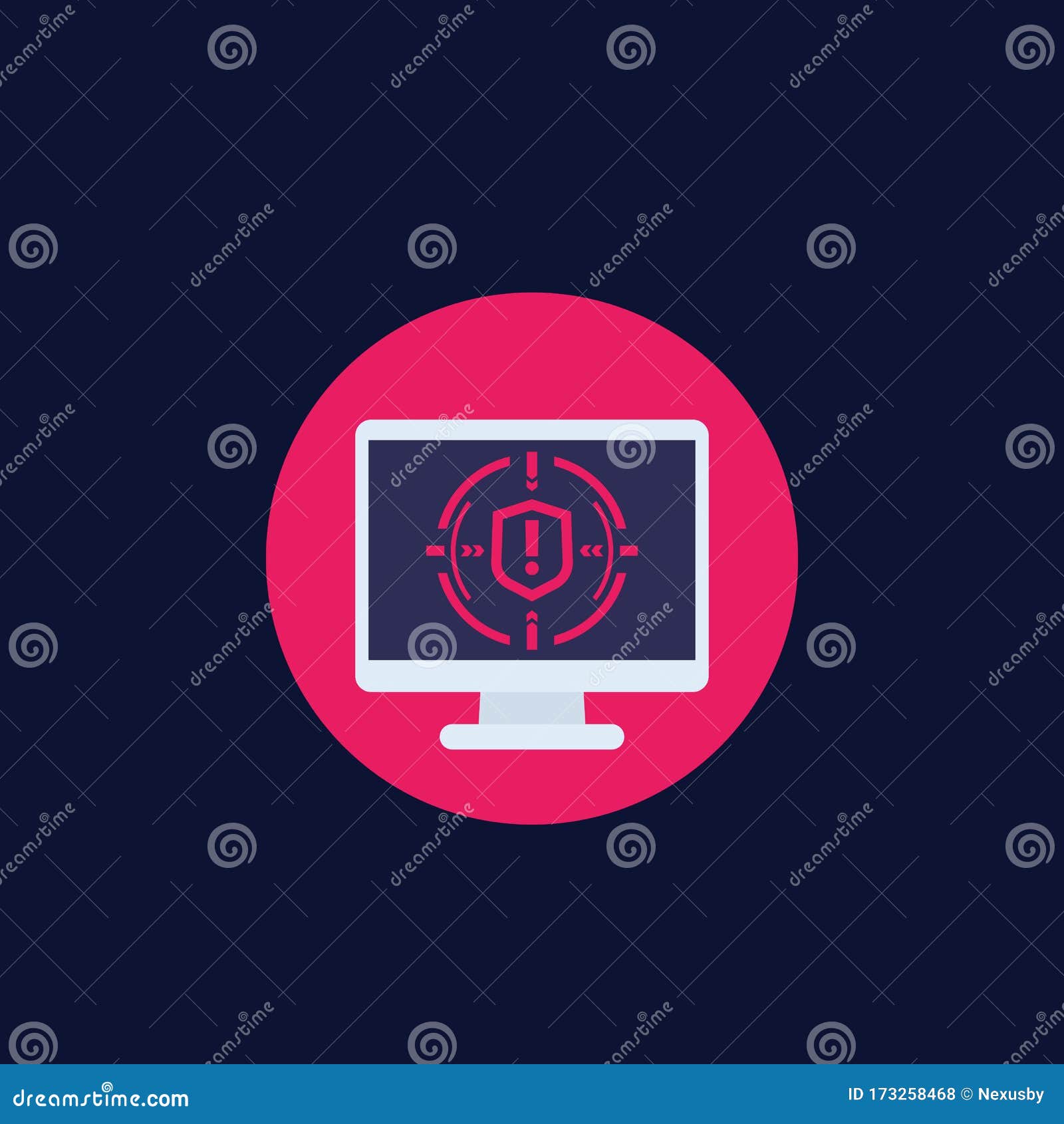 Security Breach Vector Icon with Computer Screen Stock Vector ...