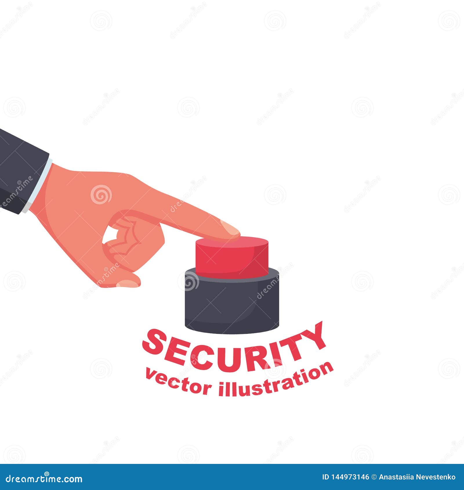Security Button. Beginning Action, Concept Stock Vector - Illustration ...