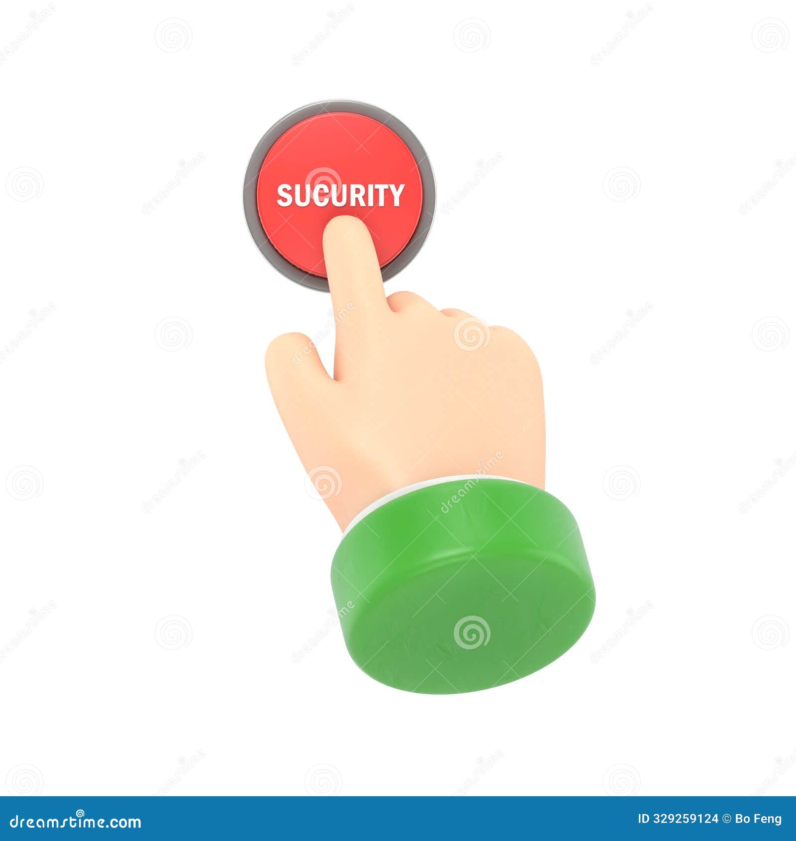 Security Button. Hand Pressing Red Button. Push Finger. 3d Illustration ...