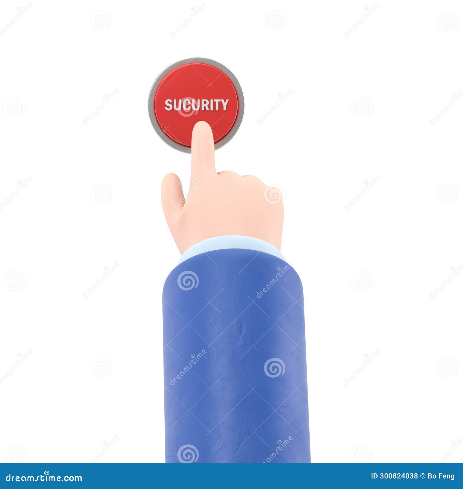 Security Button. Hand Pressing Red Button. Push Finger. 3d Illustration ...
