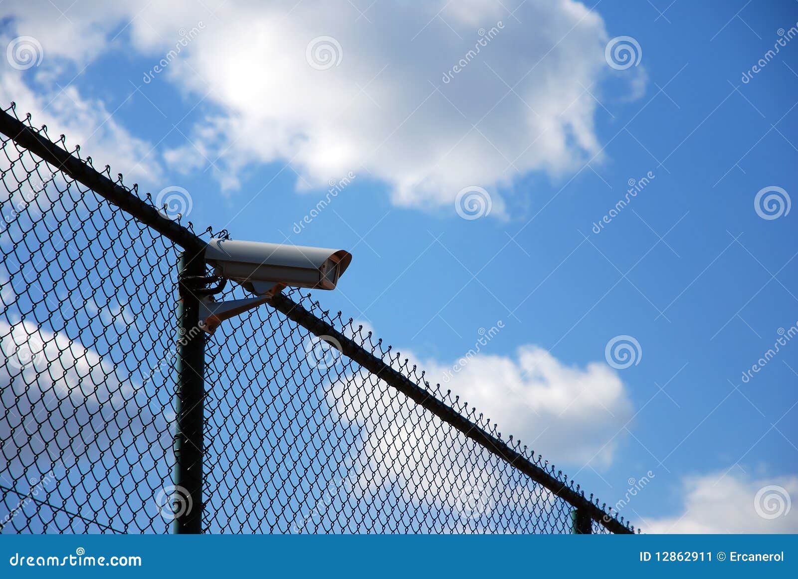Security camera on fence stock image. Image of outdoor - 12862911