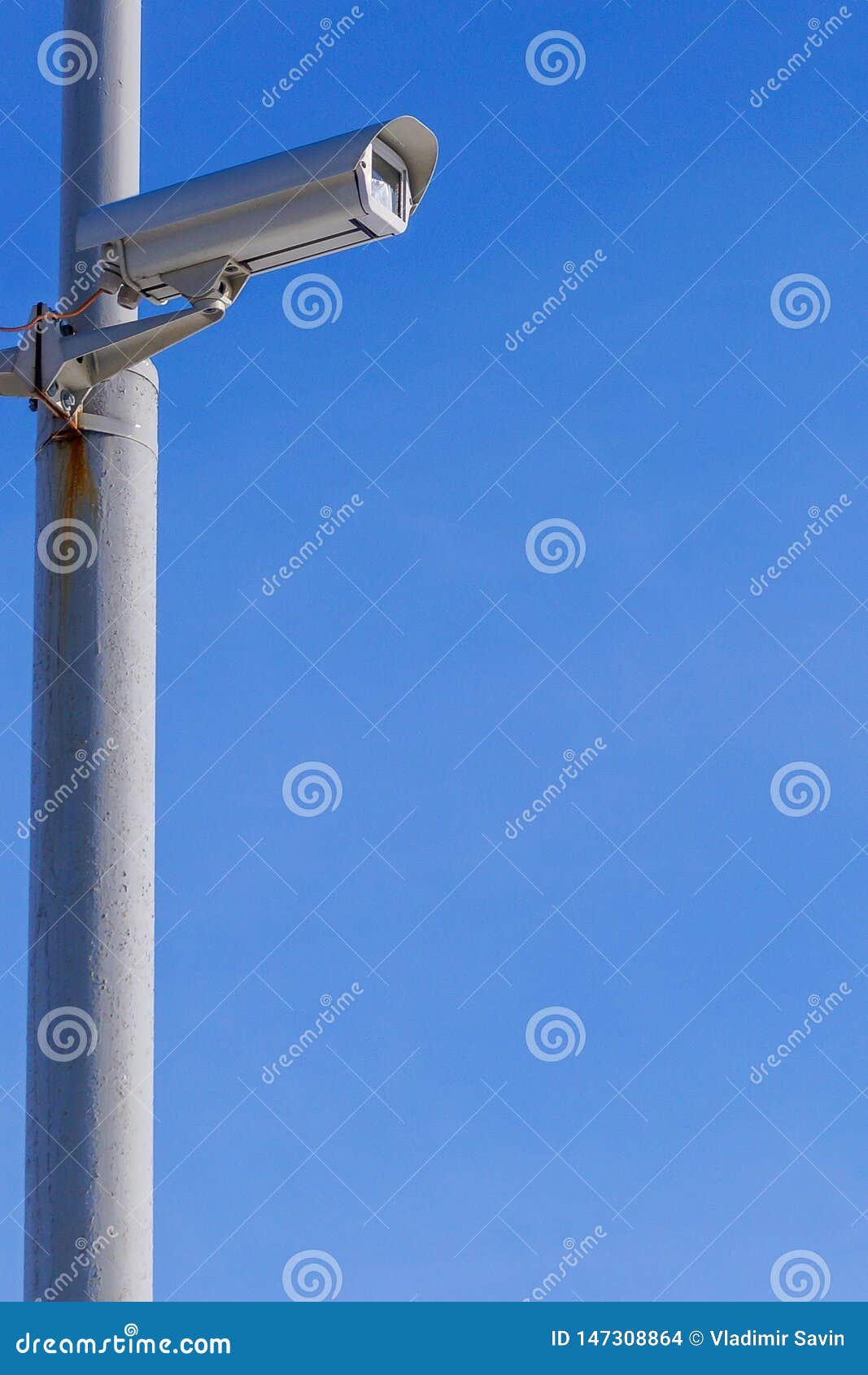 Security Camera Against the Blue Sky are Monitoring Stock Photo - Image ...