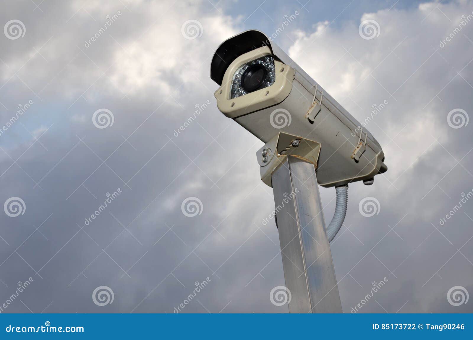 Security Camera Against a Cloudy Sky Editorial Photography - Image of ...