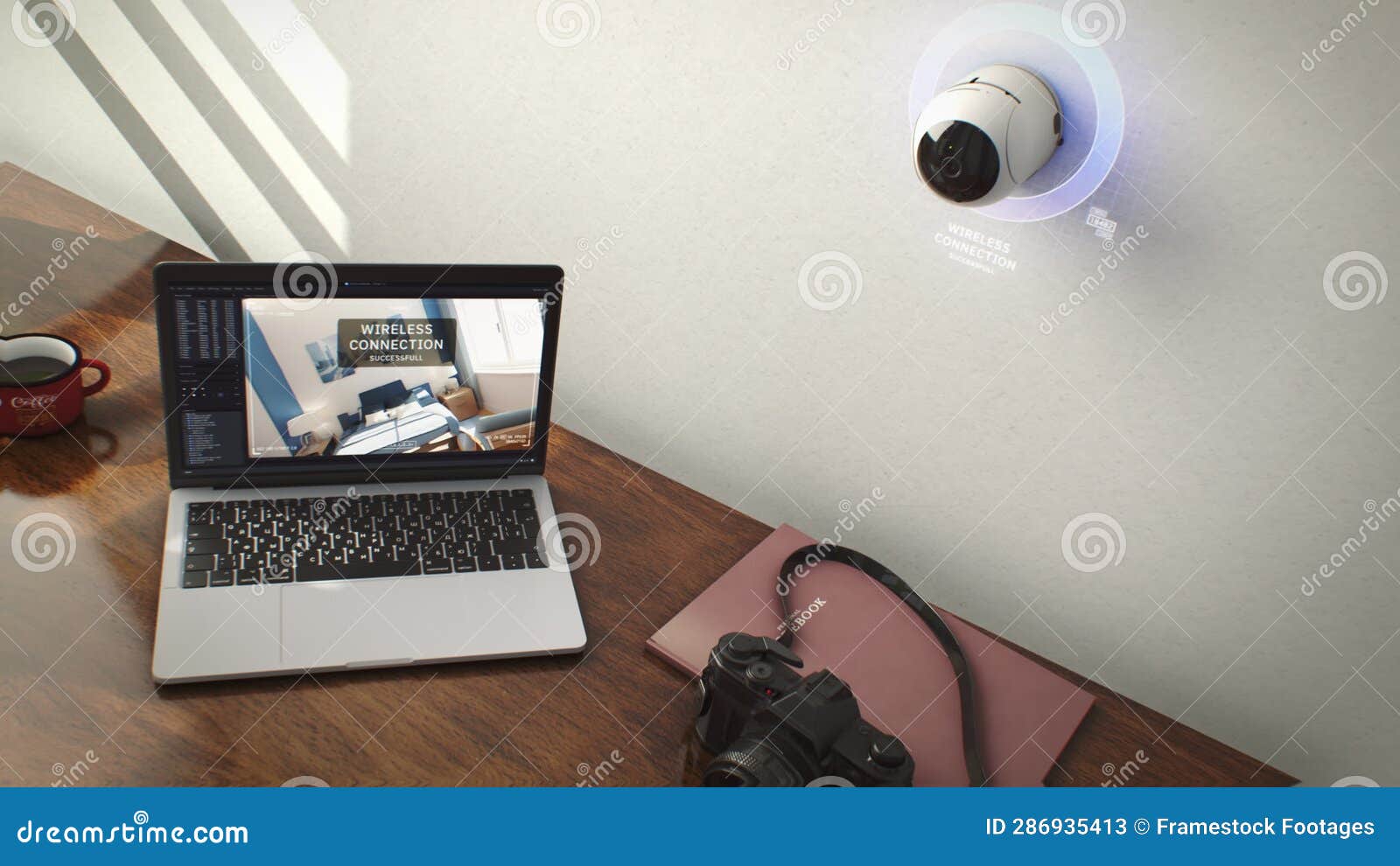 3D VFX Animation of CCTV Camera Connecting To Laptop Using Wi-Fi Stock ...