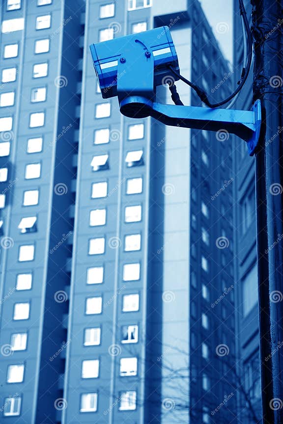 Security Camera and Apartment Buildings Stock Image - Image of protect ...