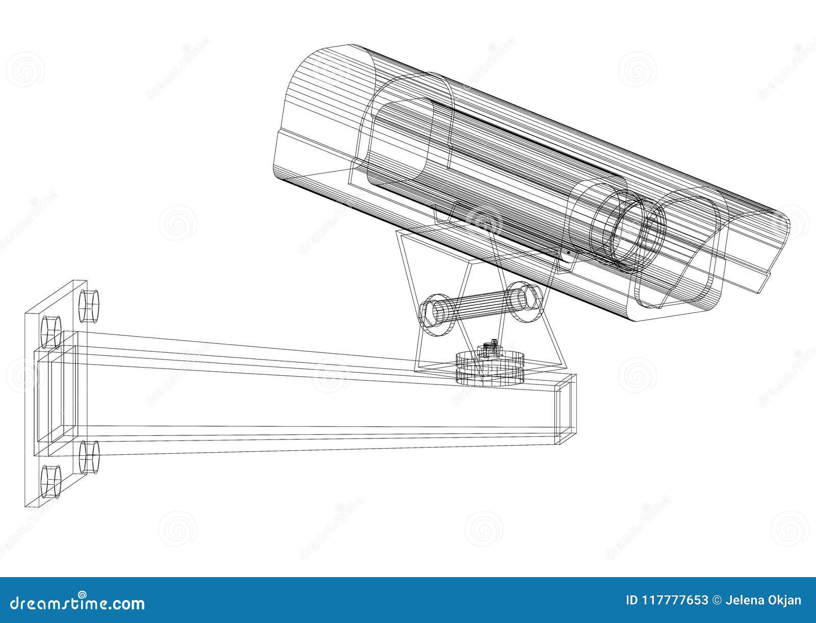 Security Camera Architect Blueprint - Isolated Stock Illustration ...