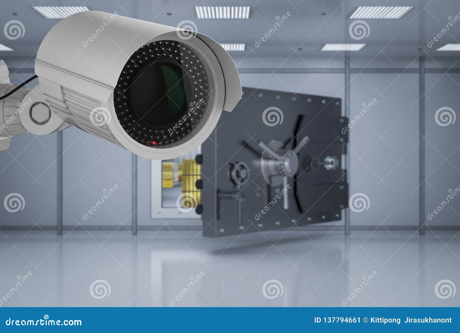 Security Camera in Bank Vault Room Stock Illustration - Illustration of ...